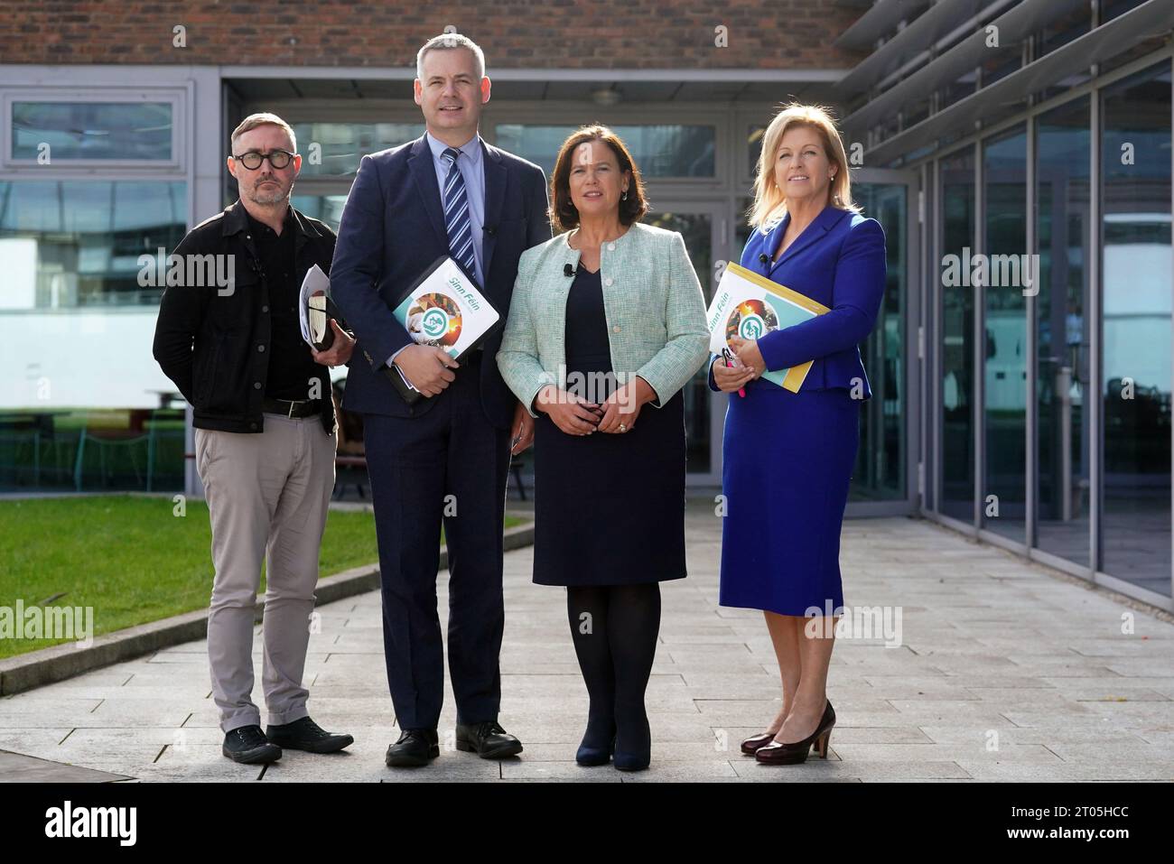 Sinn Fein leader Mary Lou McDonald (second right) with (left to right ...