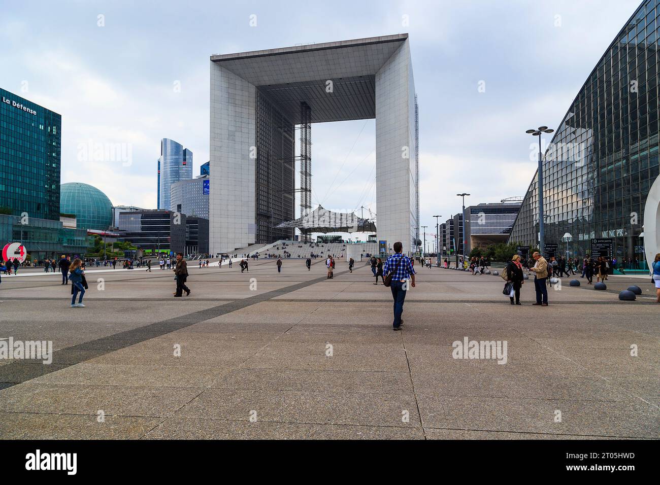 PARIS, FRANCE - MAY 15, 2015: Great Arch of La Defense is part the so ...