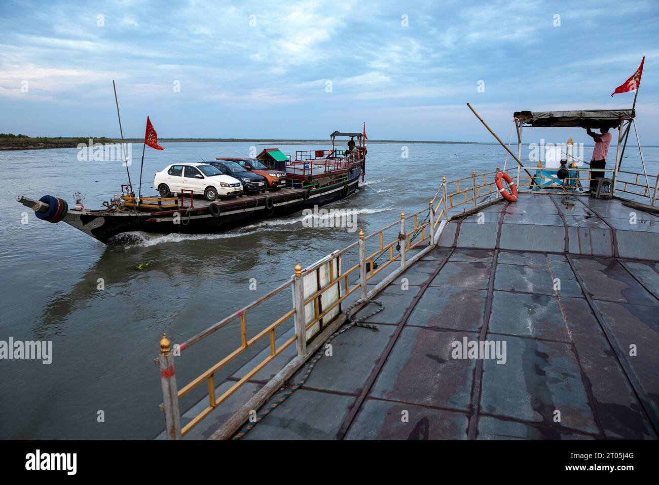 Local, not very safe small wooden ferries on Brahmaputra river ...