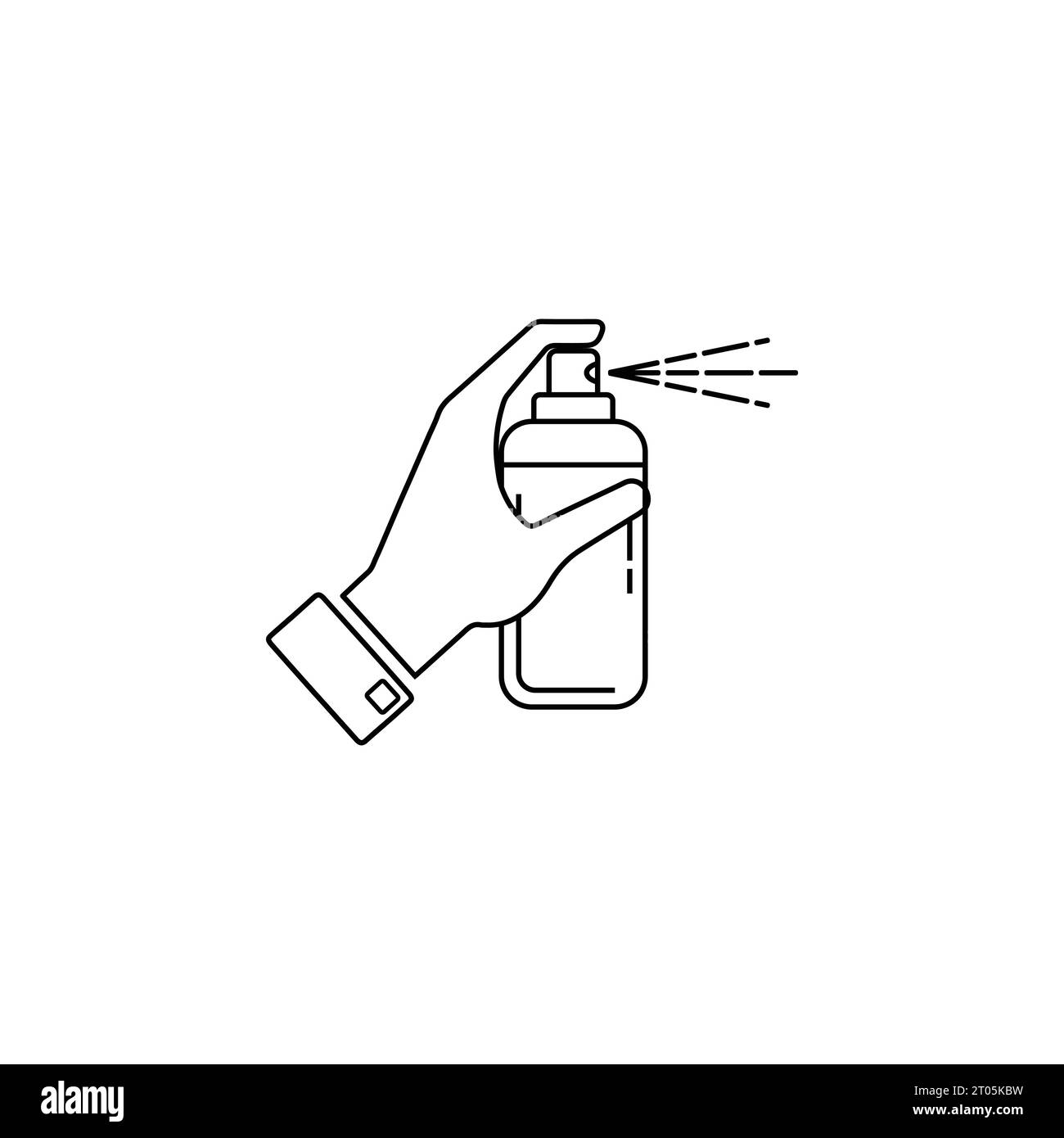 Spray bottle isolated line icon, air freshener or aerosol vector ...