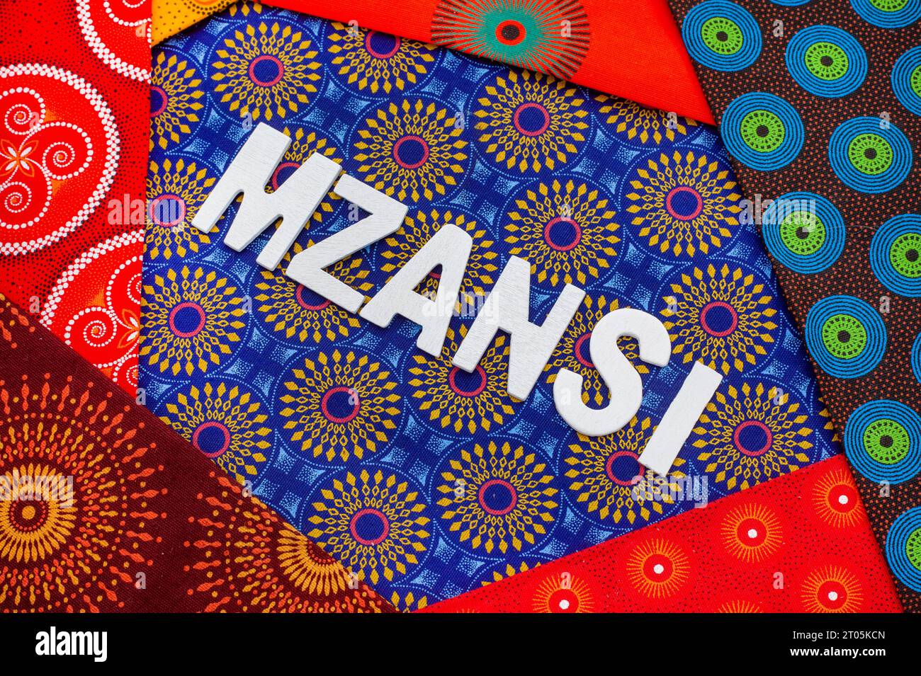 Mzansi, a slang word for South Africa, in white letters with iconic ...