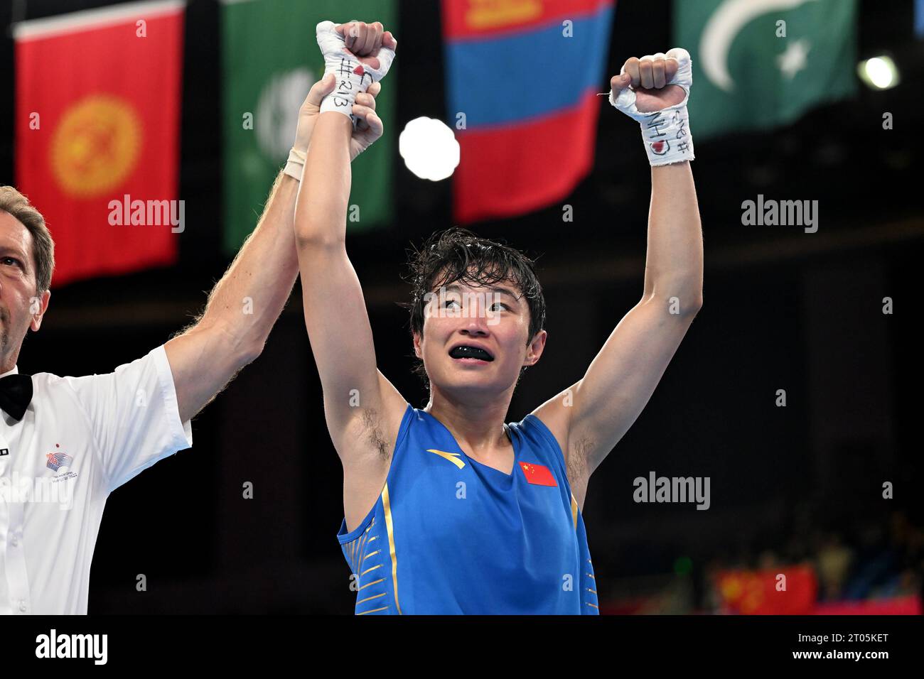 Hangzhou, China's Zhejiang Province. 4th Oct, 2023. Yang Wenlu of China ...