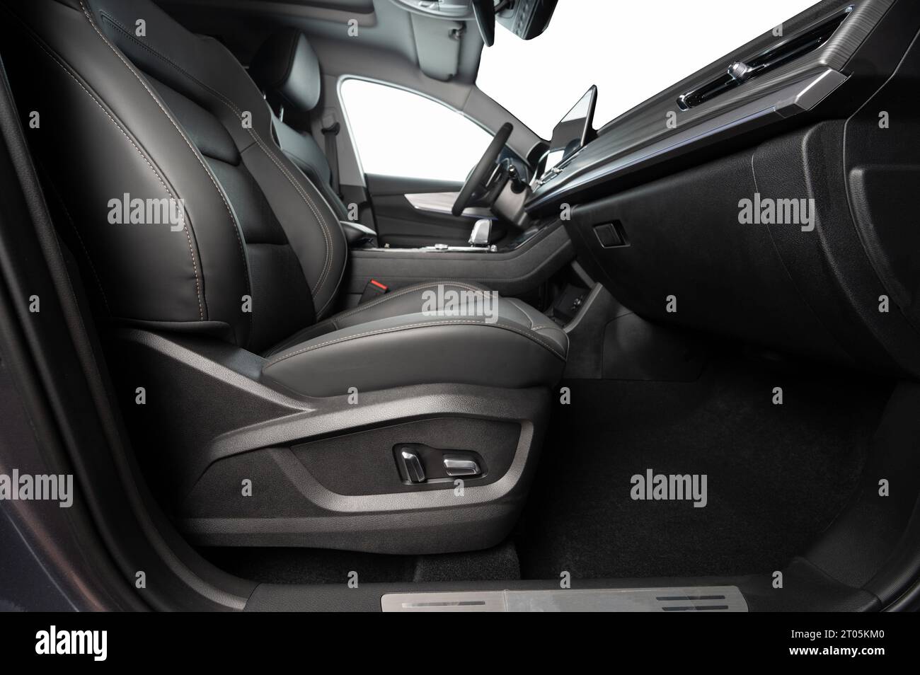 Electrical control on passenger car seat side view with isolated ...