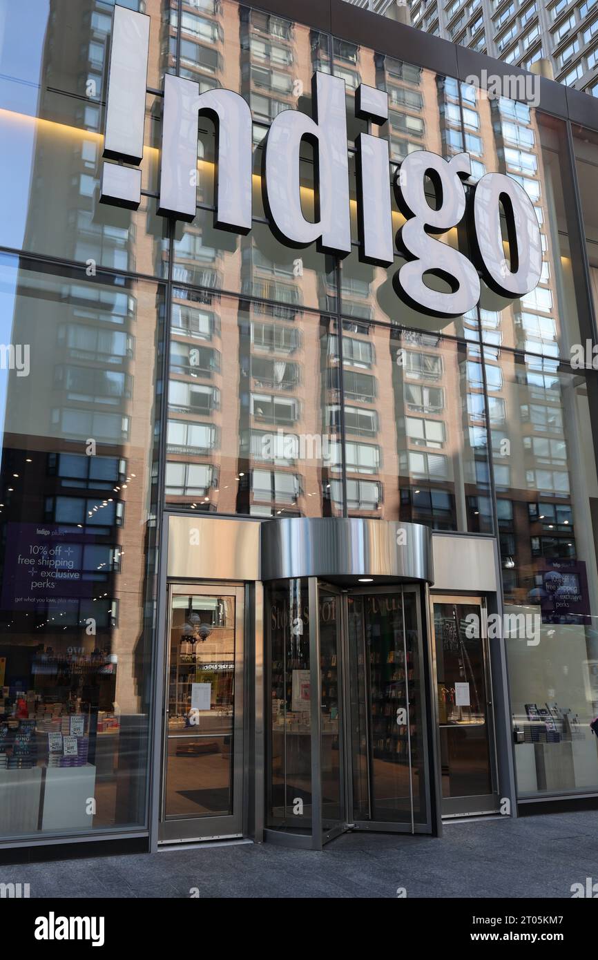 Indigo Books & Music storefront entrance. Bookstore. Portrait ...
