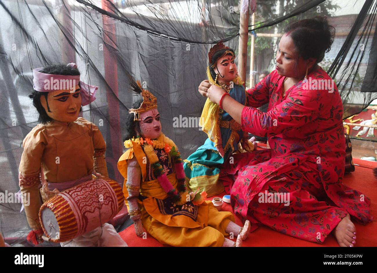 October 4, 2023, Guwahati, Guwahati, India: A artist preparing Assamese ...
