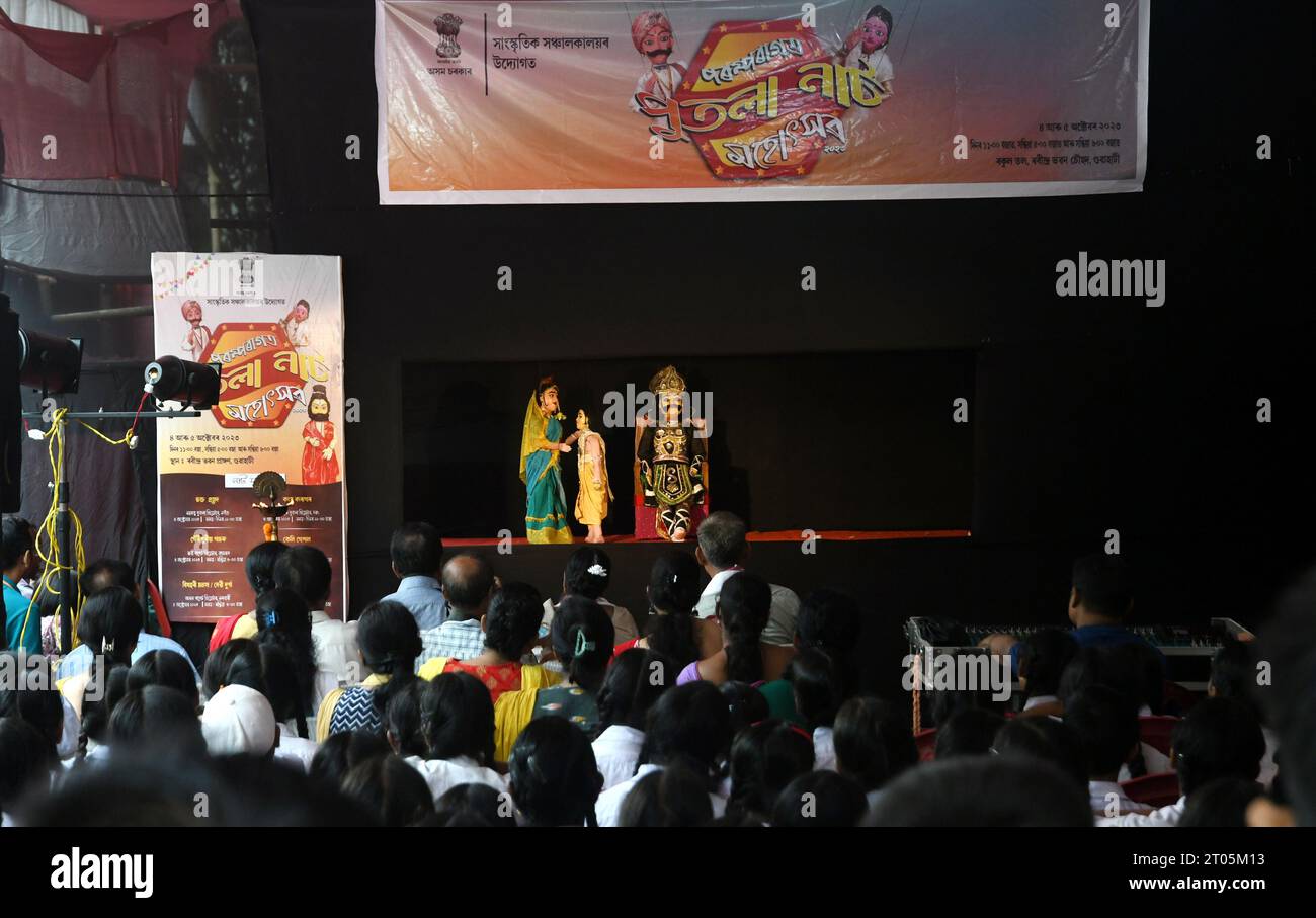 Guwahati, Guwahati, India. 4th Oct, 2023. Students watching Assamese ...