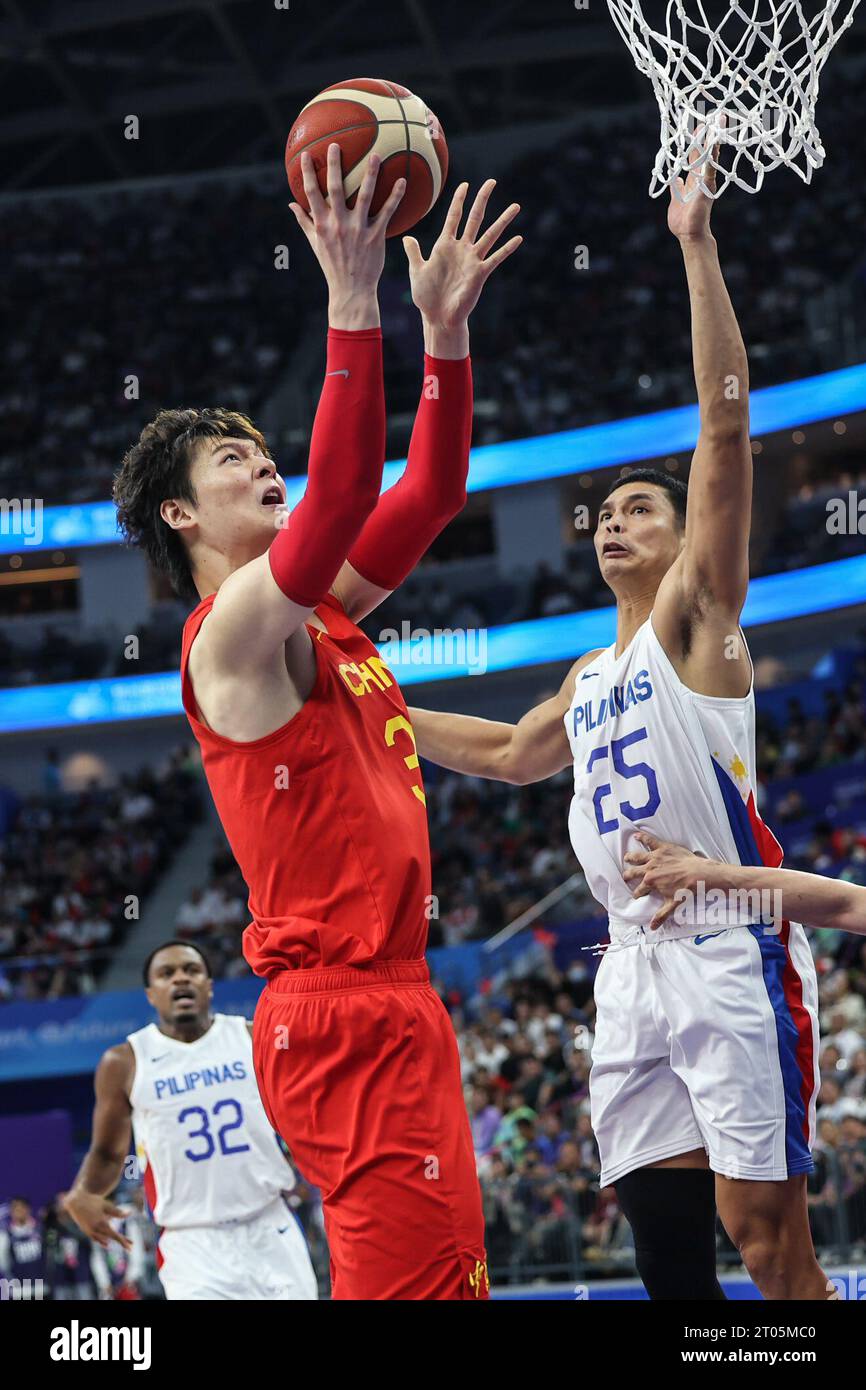 Hangzhou, China's Zhejiang Province. 4th Oct, 2023. Wang Zhelin (L) of ...