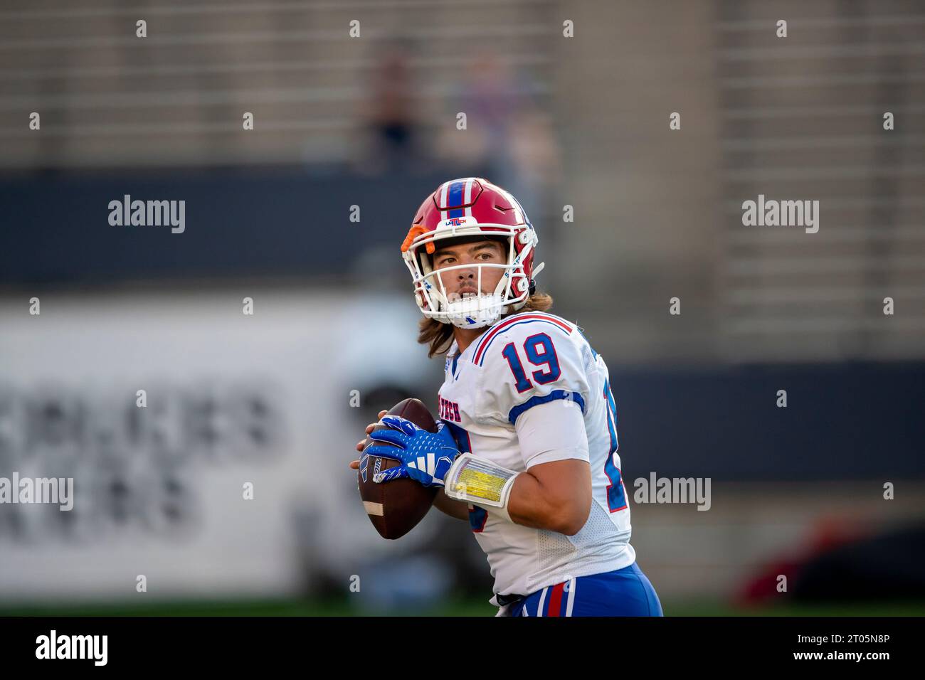 Louisiana Tech quarterback Hank Bachmeier throws during warm ups before ...