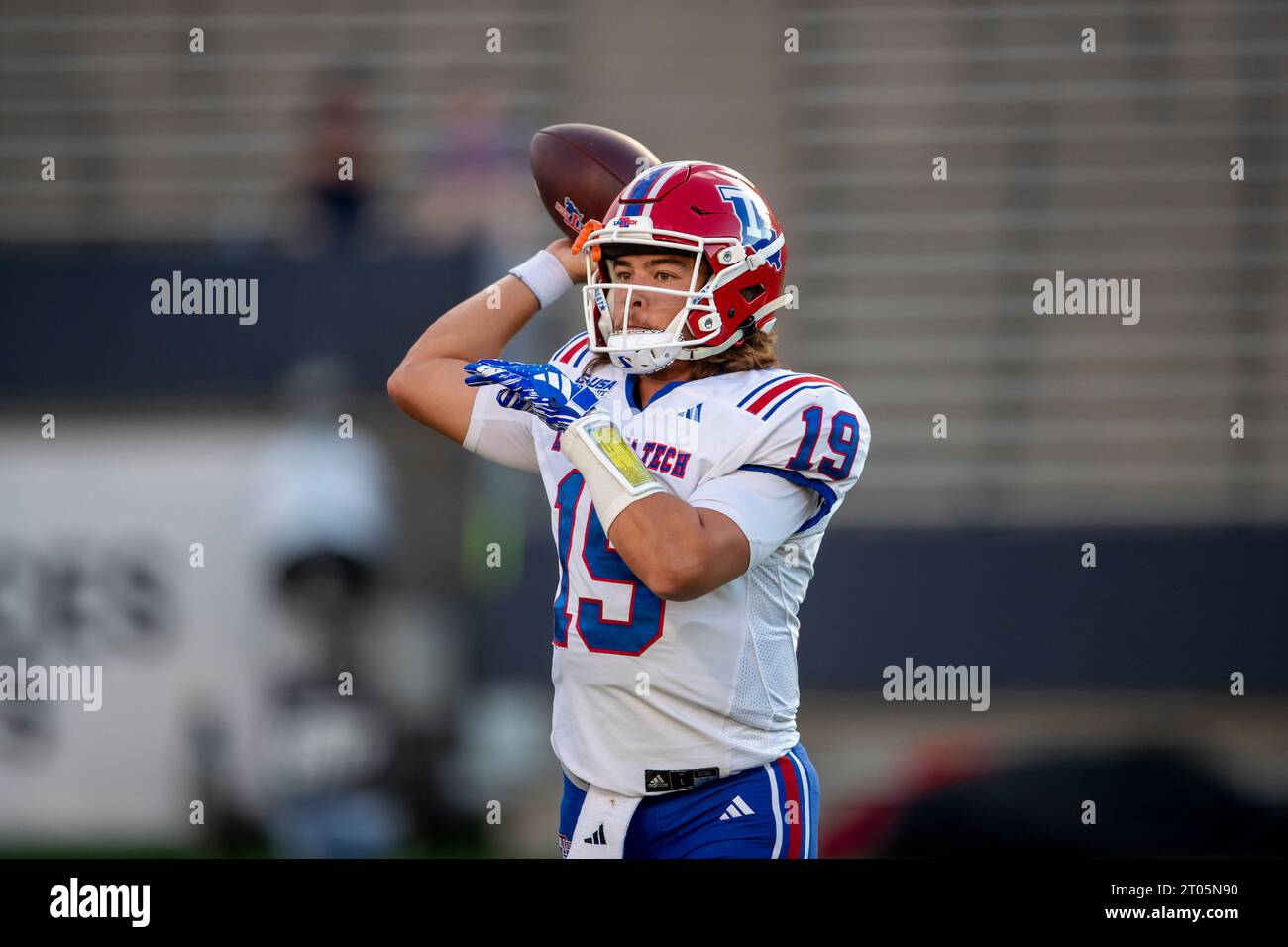 Louisiana Tech quarterback Hank Bachmeier throws during warm ups before ...