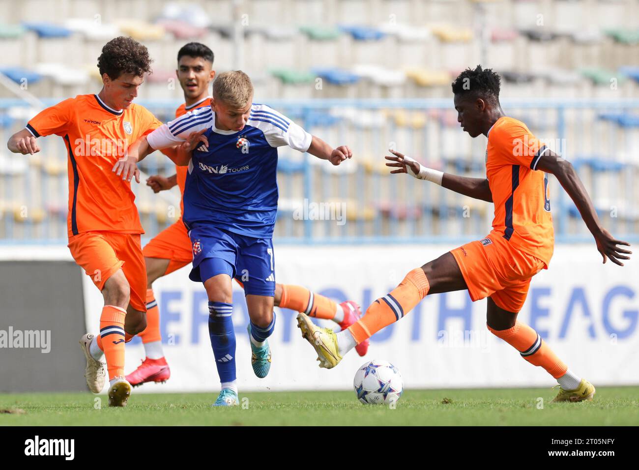 Zagreb, Croatia. 04th Oct, 2023. Vilim Gec of Dinamo Zagreb competes ...