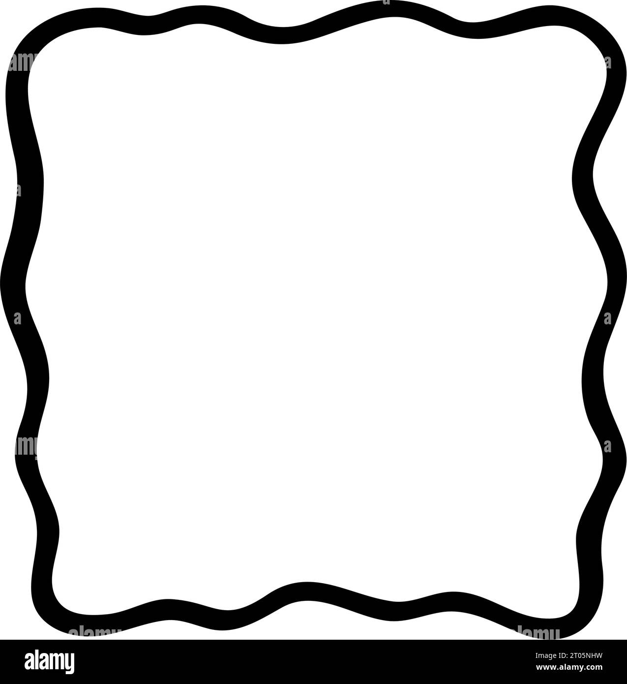 Doodle wave curve edge frame. Hand drawn wavy rectangle border. Doodle ...