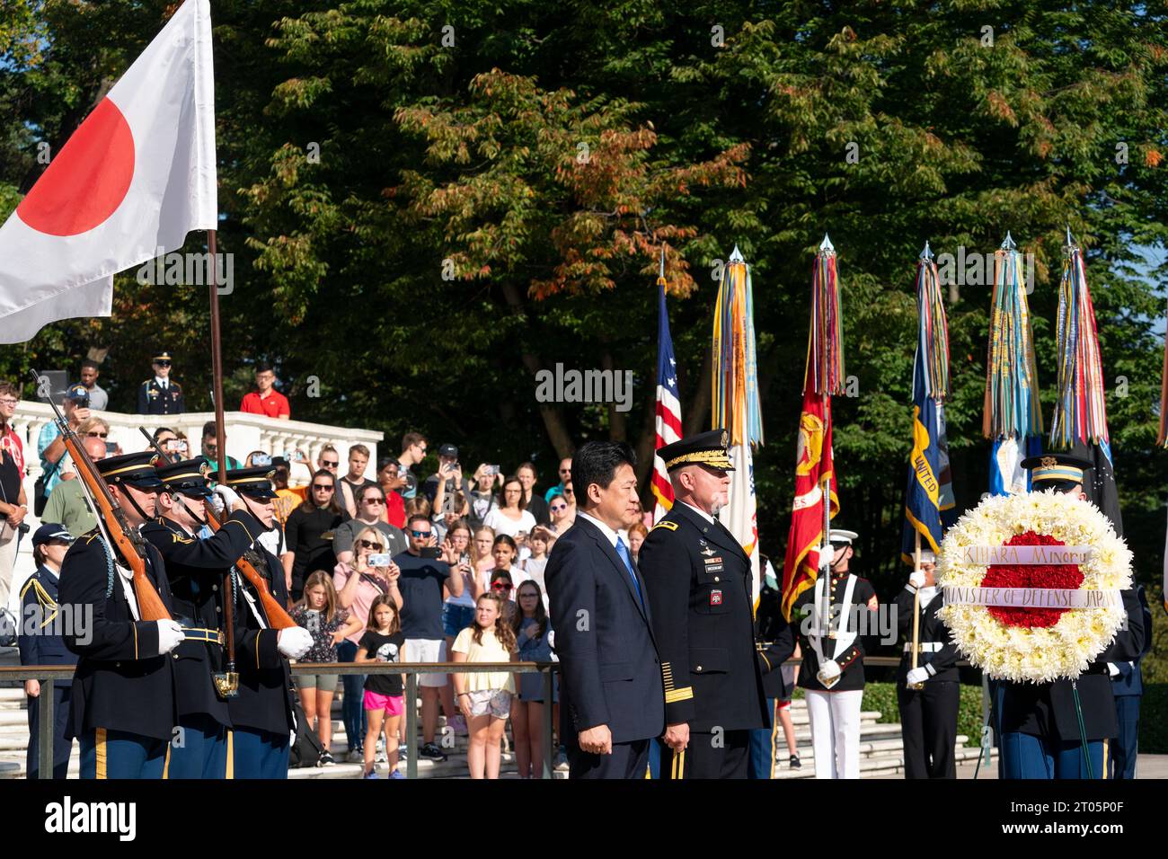 Minoru Kihara, left, Minister of Defense of Japan, accompanied by Maj ...