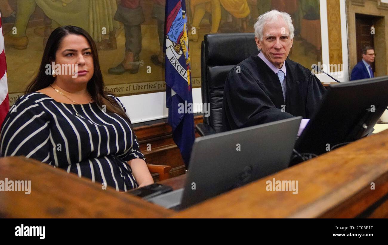 Judge Arthur Engoron, right, and principal law clerk Allison Greenfield ...