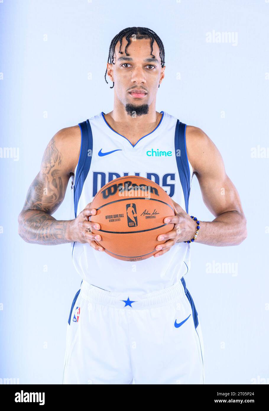 Sept 29, 2023: Dallas Mavericks guard AJ Lawson #9 poses during the Dallas Mavericks Media Day ...