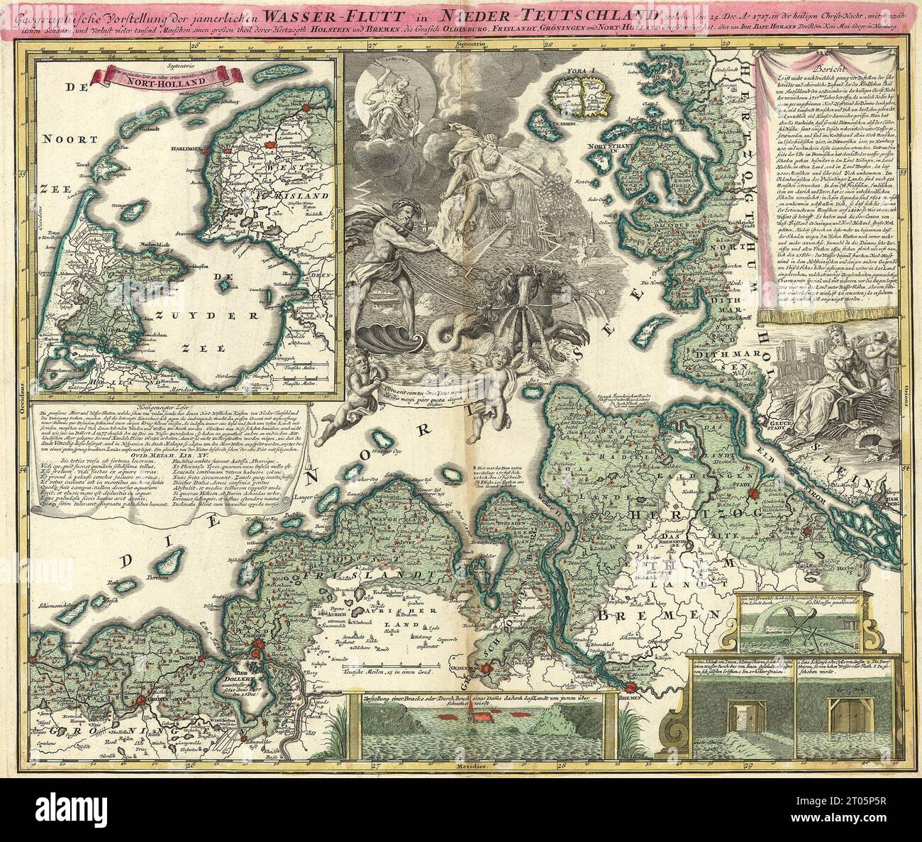 John Bapt. Homann - Geographical idea of the miserable flood of water ...