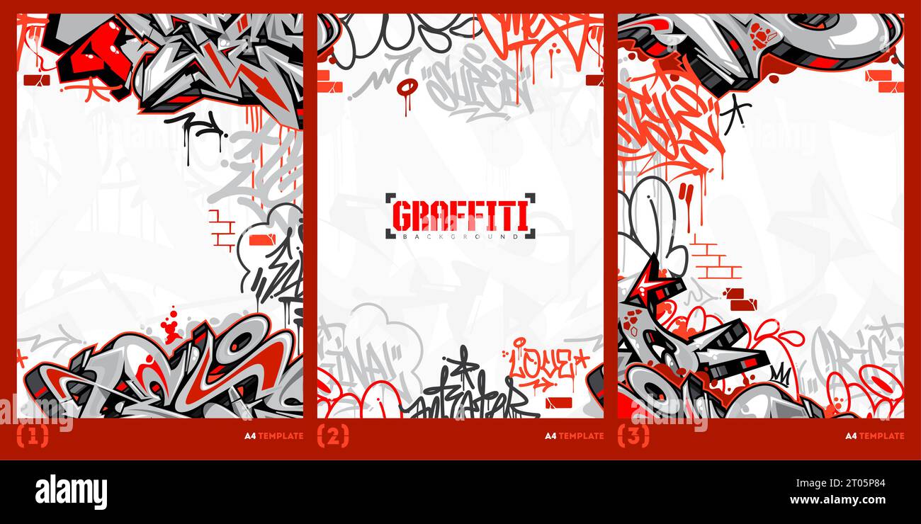 Abstract Red Graffiti Style A4 Poster Vector Illustration Art Stock ...