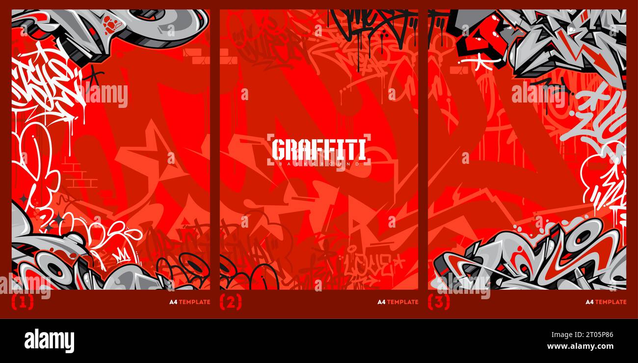 Abstract Graffiti Style A4 Poster Vector Illustration Art Template ...