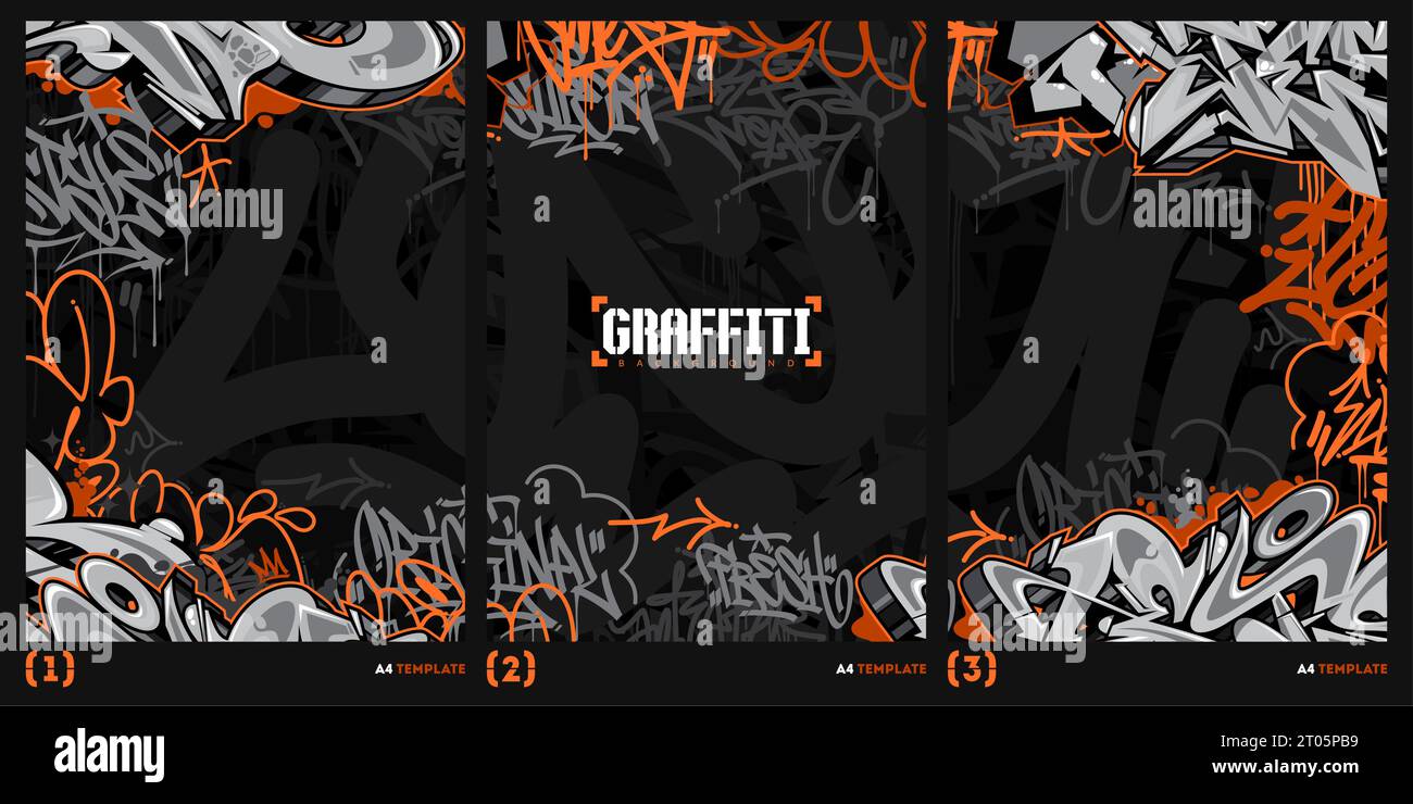 Abstract Dark Graffiti Style A4 Poster Vector Illustration Art Template ...
