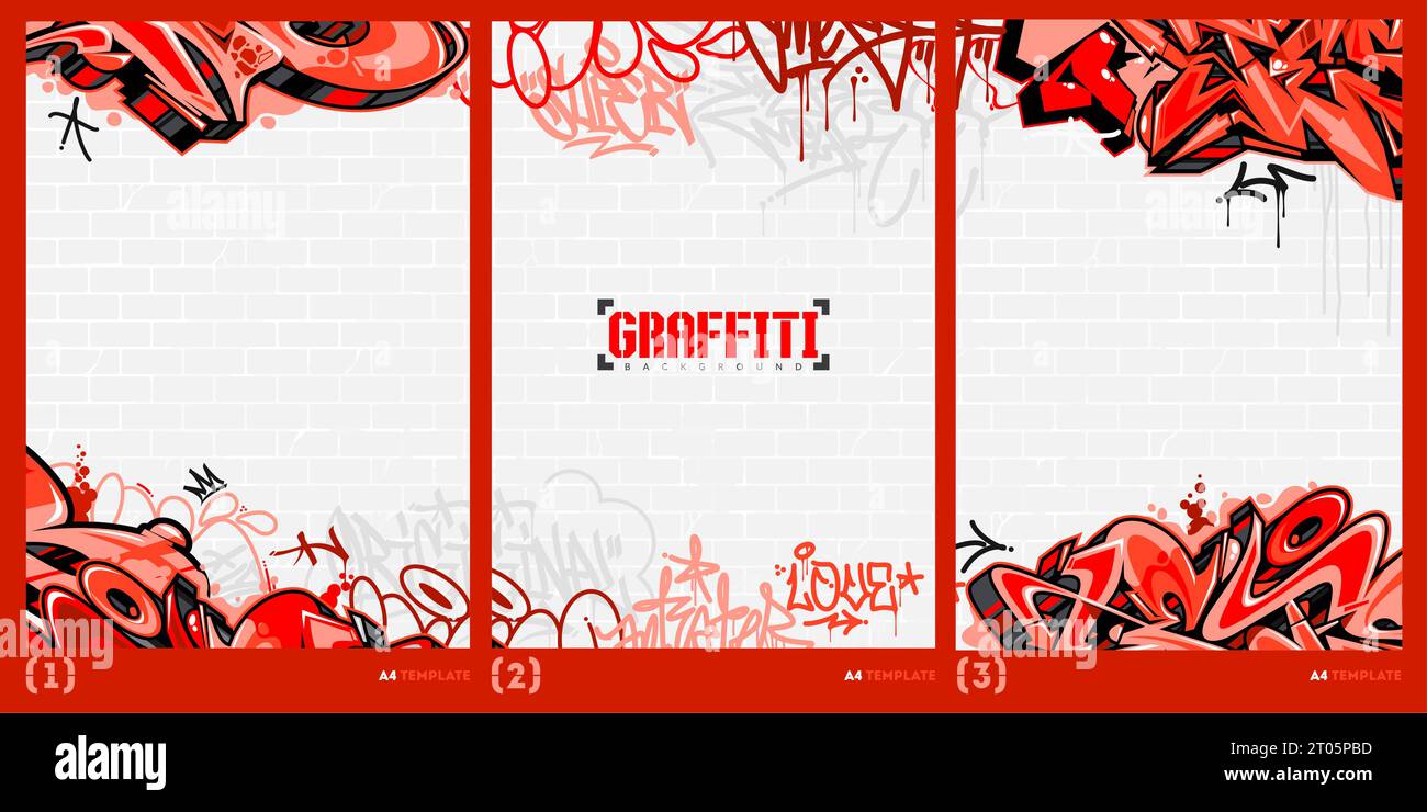 Abstract Red Graffiti Style A4 Poster Vector Illustration Art Template ...