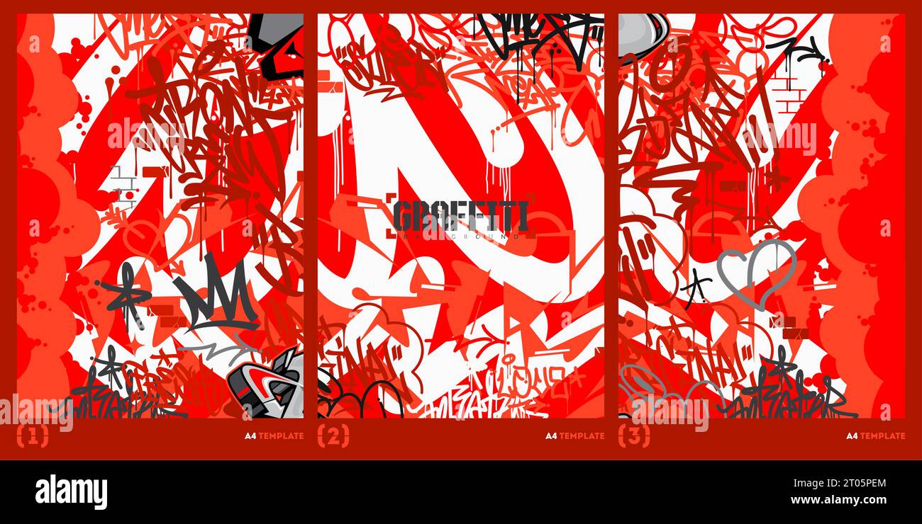 Artistic Abstract Red Graffiti Style A4 Poster Vector Illustration Art ...