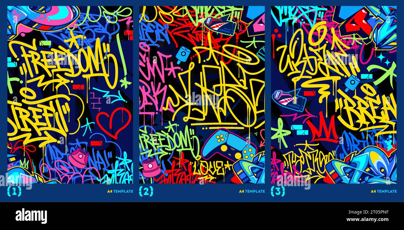 Artistic Abstract Graffiti Style A4 Poster Vector Illustration Art ...