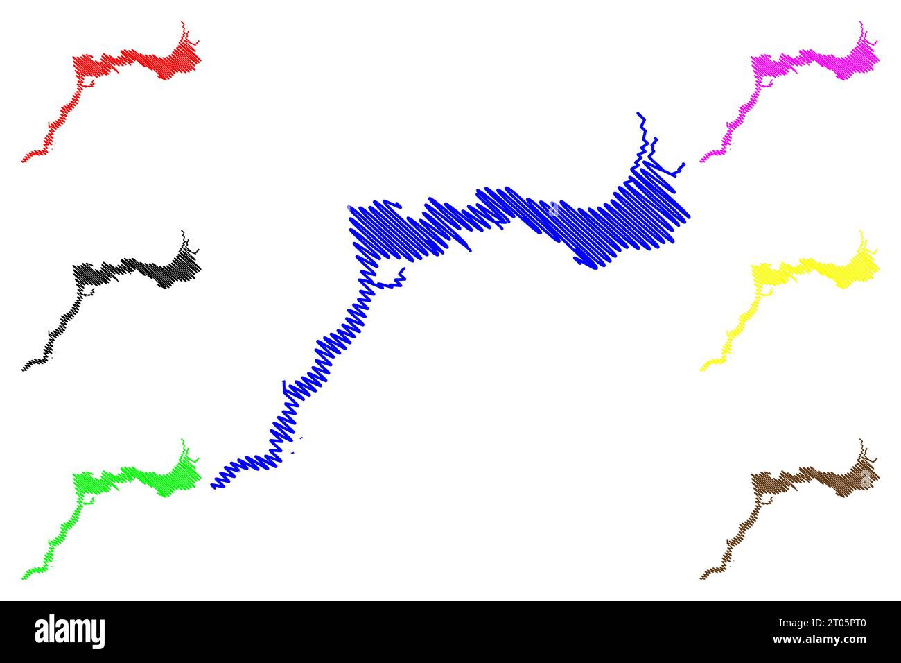 Kakhovka Reservoir (Ukraine, Dnieper River) map vector illustration ...