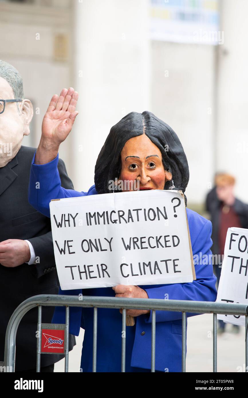 St Peter Square, Manchester 4th October 2023 Protester as Suella ...