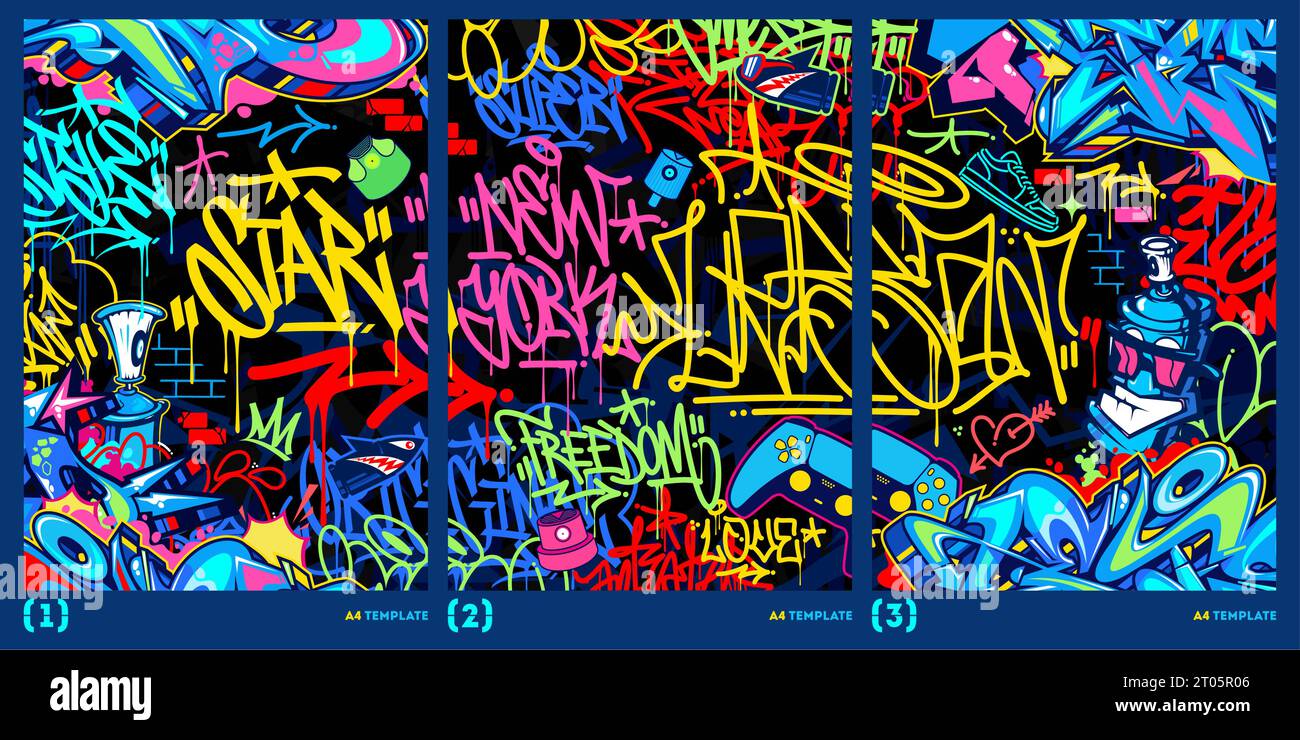 Abstract Graffiti Style A4 Poster Vector Illustration Art Template ...