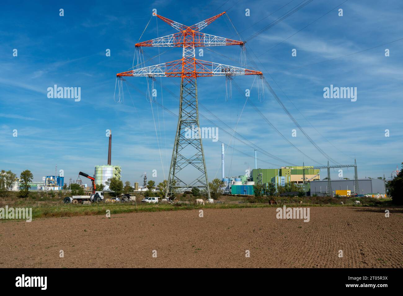 Assembly Of High Voltage Pylons Stock Photo - Alamy