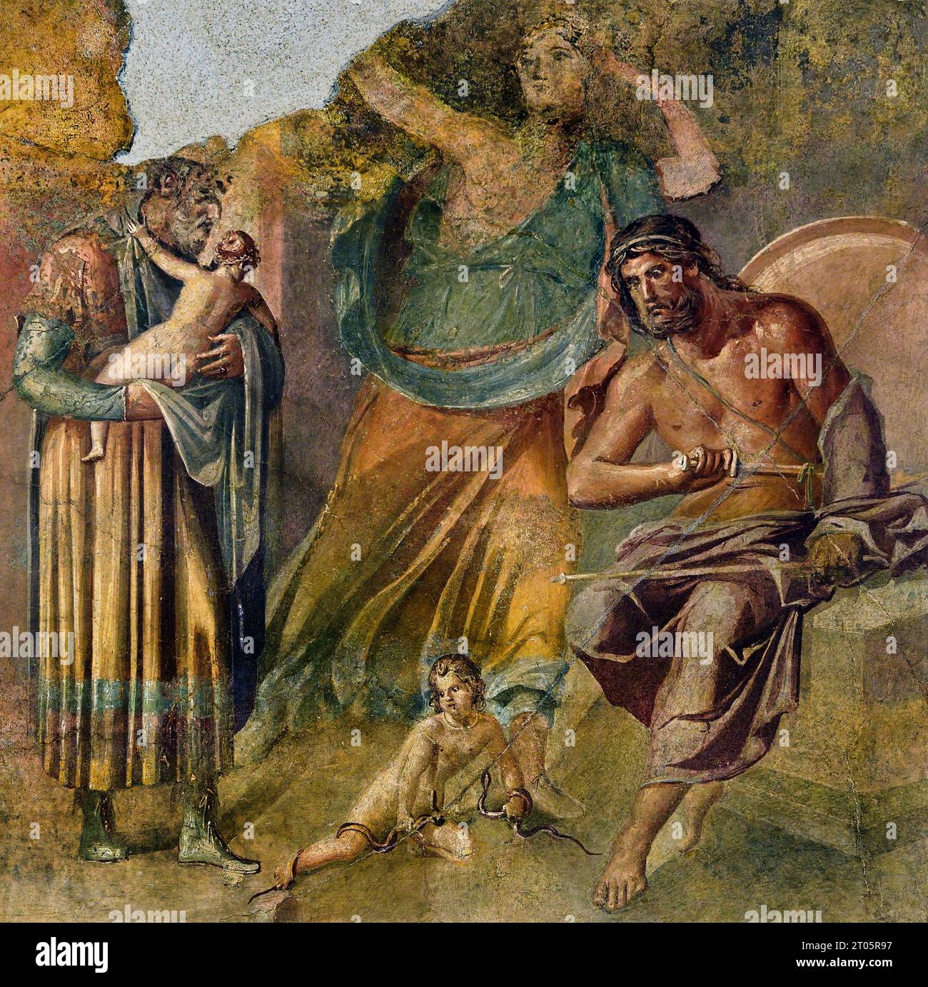 Hercules strangles the snakes" - wall painting (1st century AD) from ...