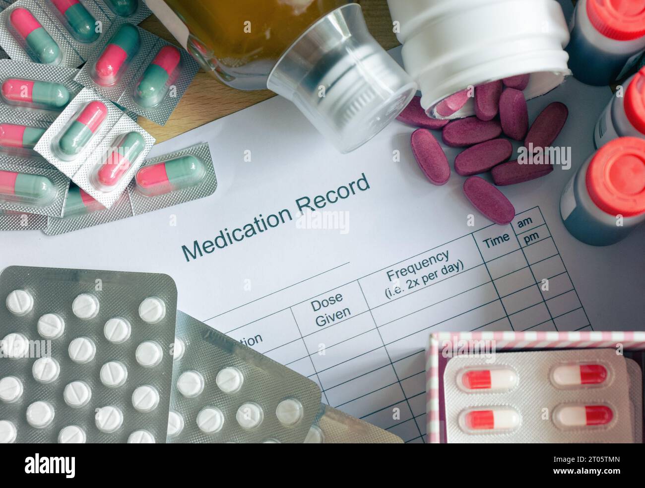 A patient's daily routine managing multiple medications Stock Photo - Alamy