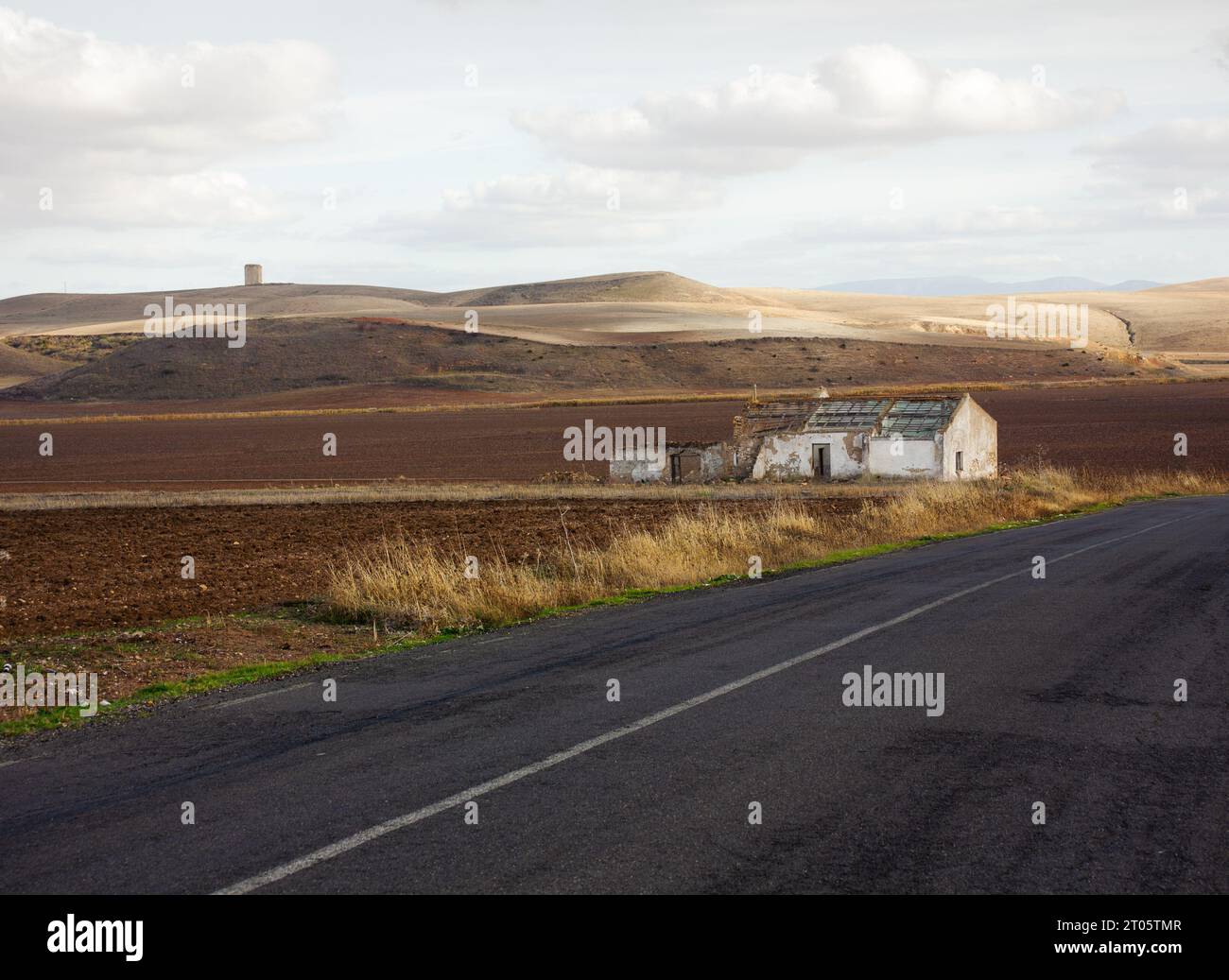 An abandoned country house in a region susceptible to drought. An arid ...