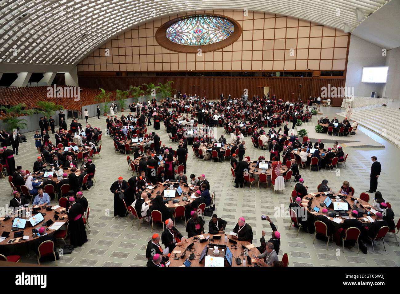Sitting at the top right, Pope Francis participates in the opening ...