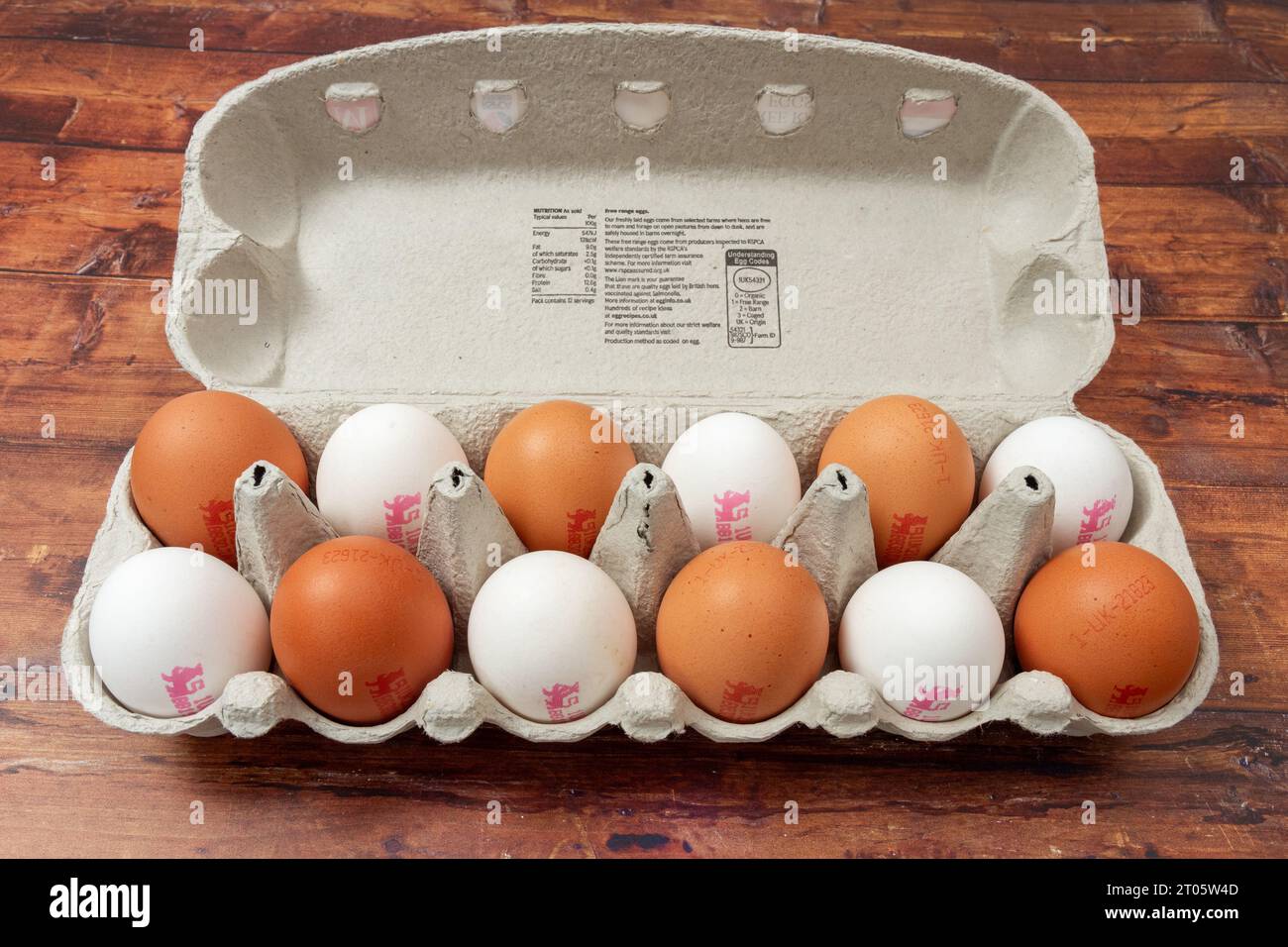 Mixed colour British eggs in box with lid Stock Photo - Alamy