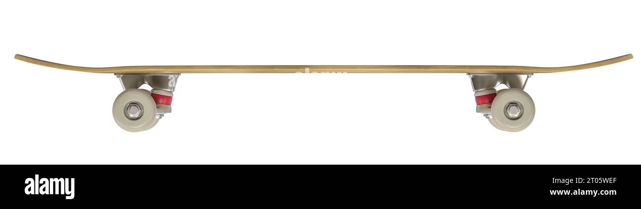 wooden skateboard side view isolated on white. 3d render Stock Photo ...