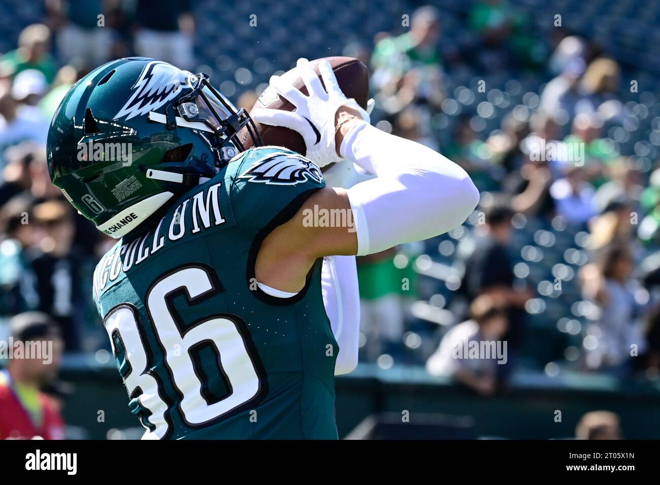 October 1, 2023: Philadelphia Eagles safety Tristin McCollum (36) warms ...