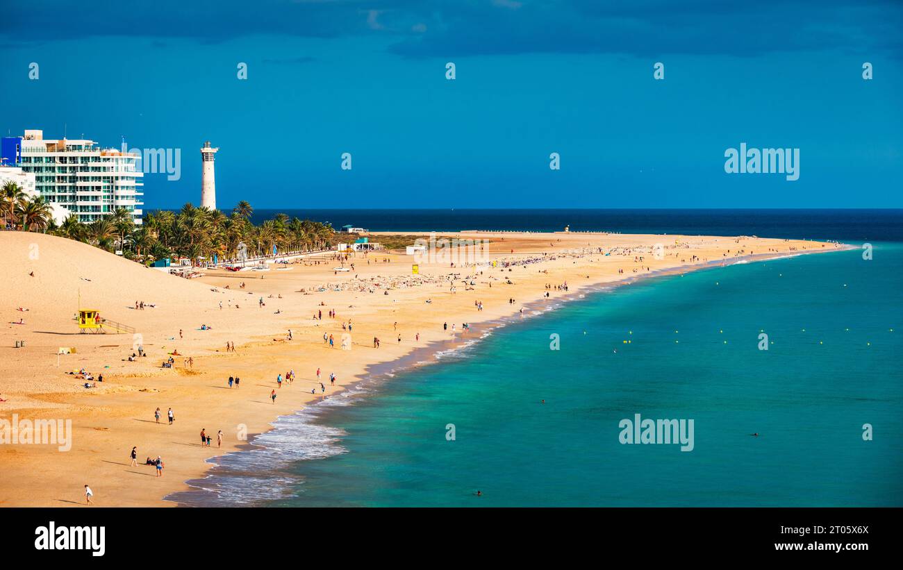 Morro Jable, Fuerteventura, Spain. Breathtaking beach Playa del ...