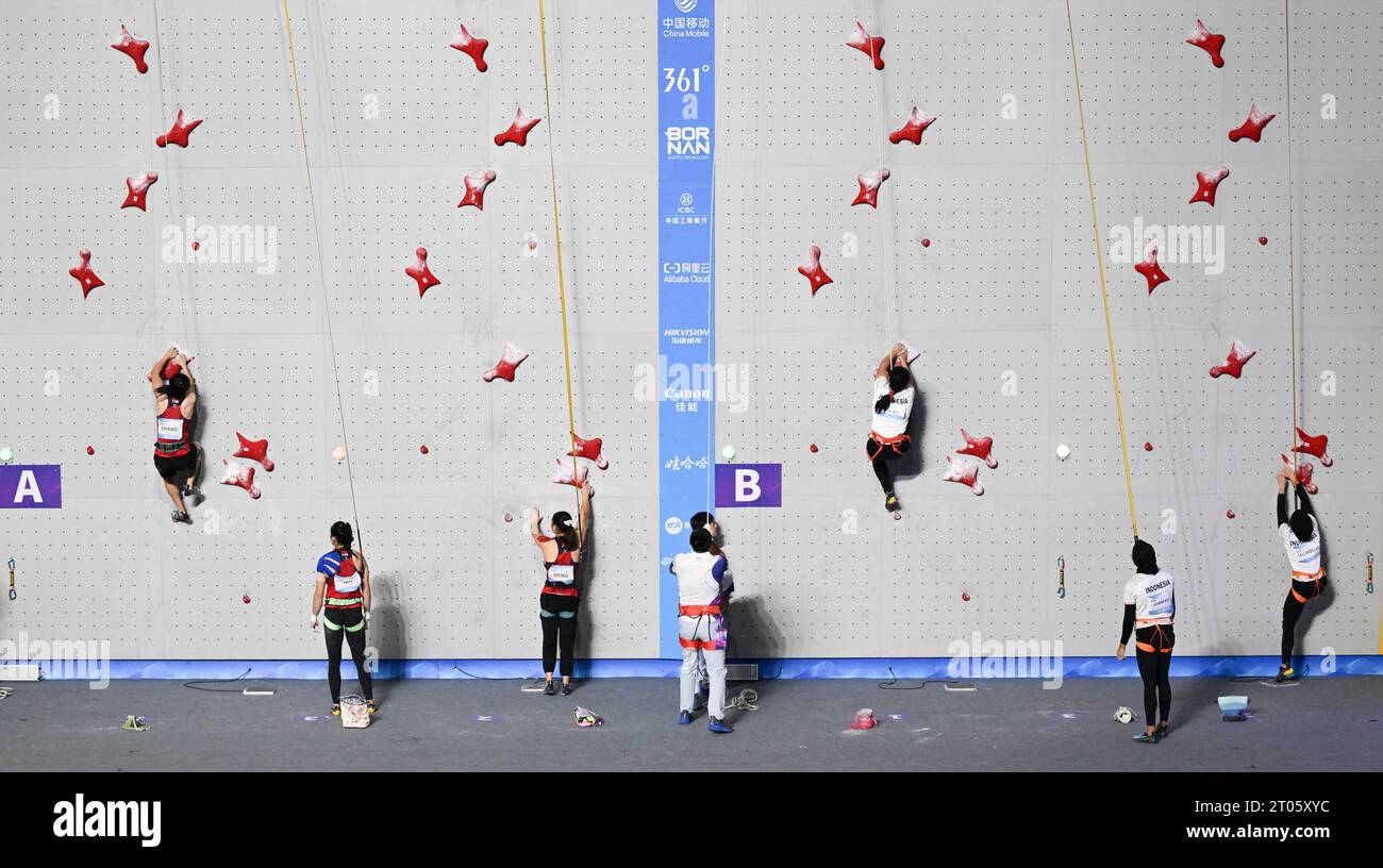 Shaoxing, China's Zhejiang Province. 4th Oct, 2023. Athletes compete ...