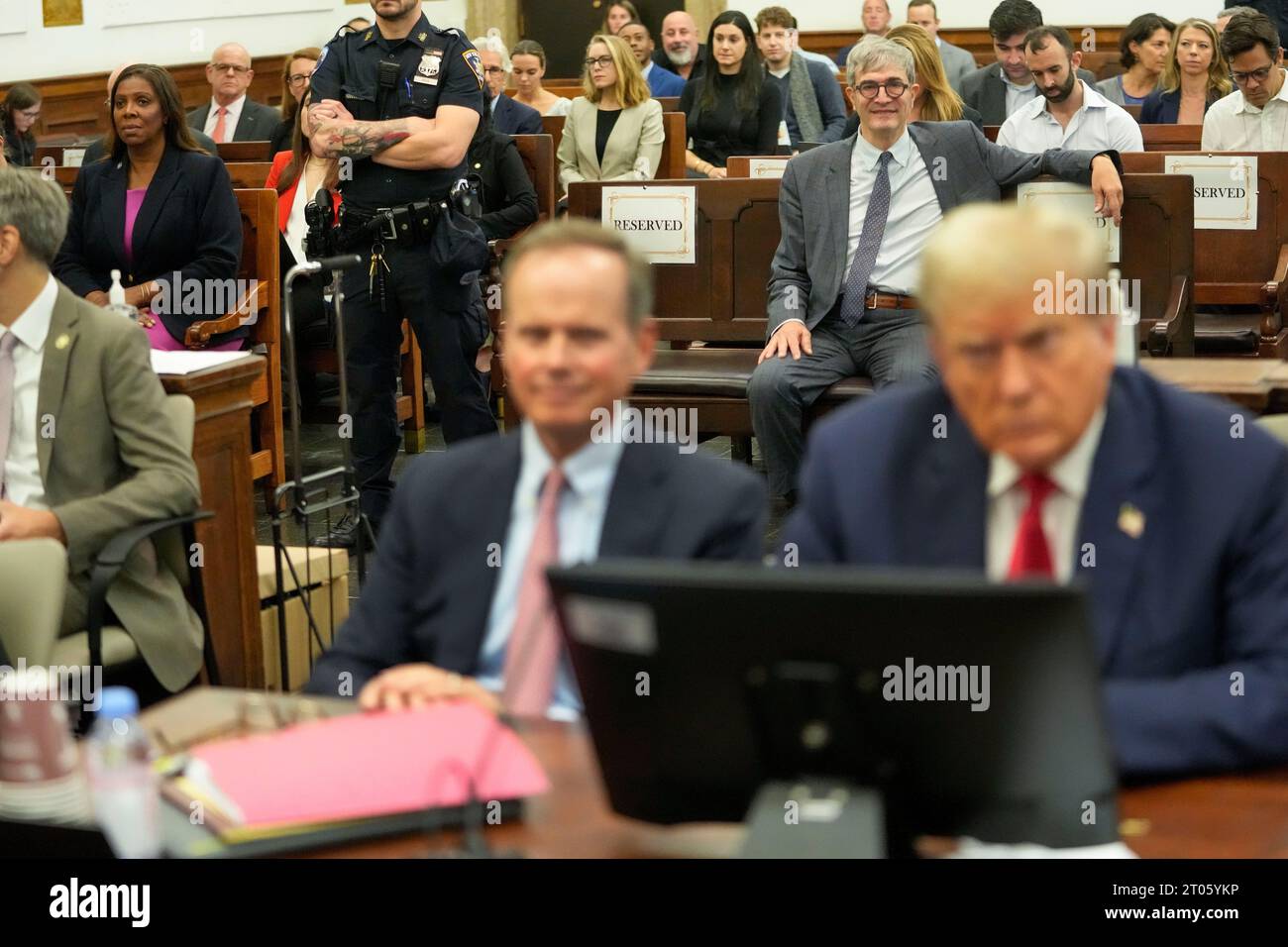 New York Attorney General Letitia James, top left, waits for the start ...