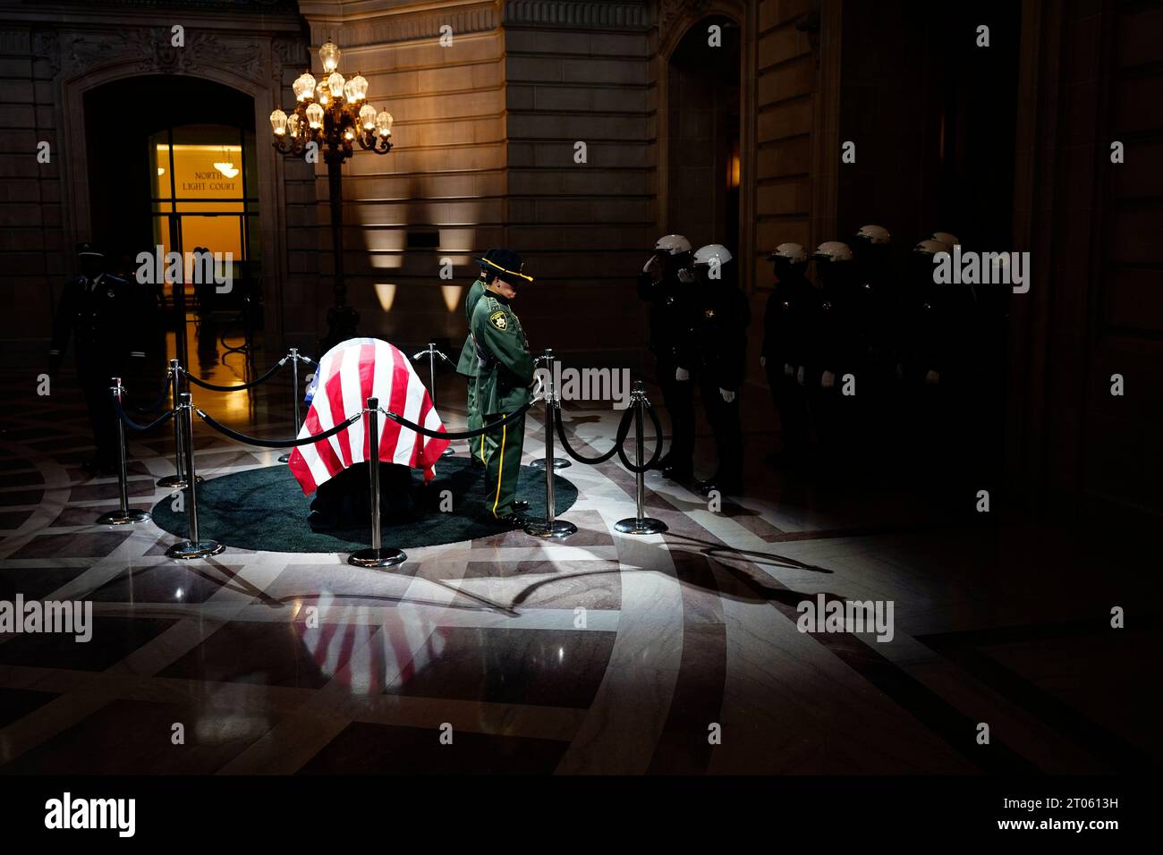 The casket of Sen. Dianne Feinstein is placed at City Hall where it ...