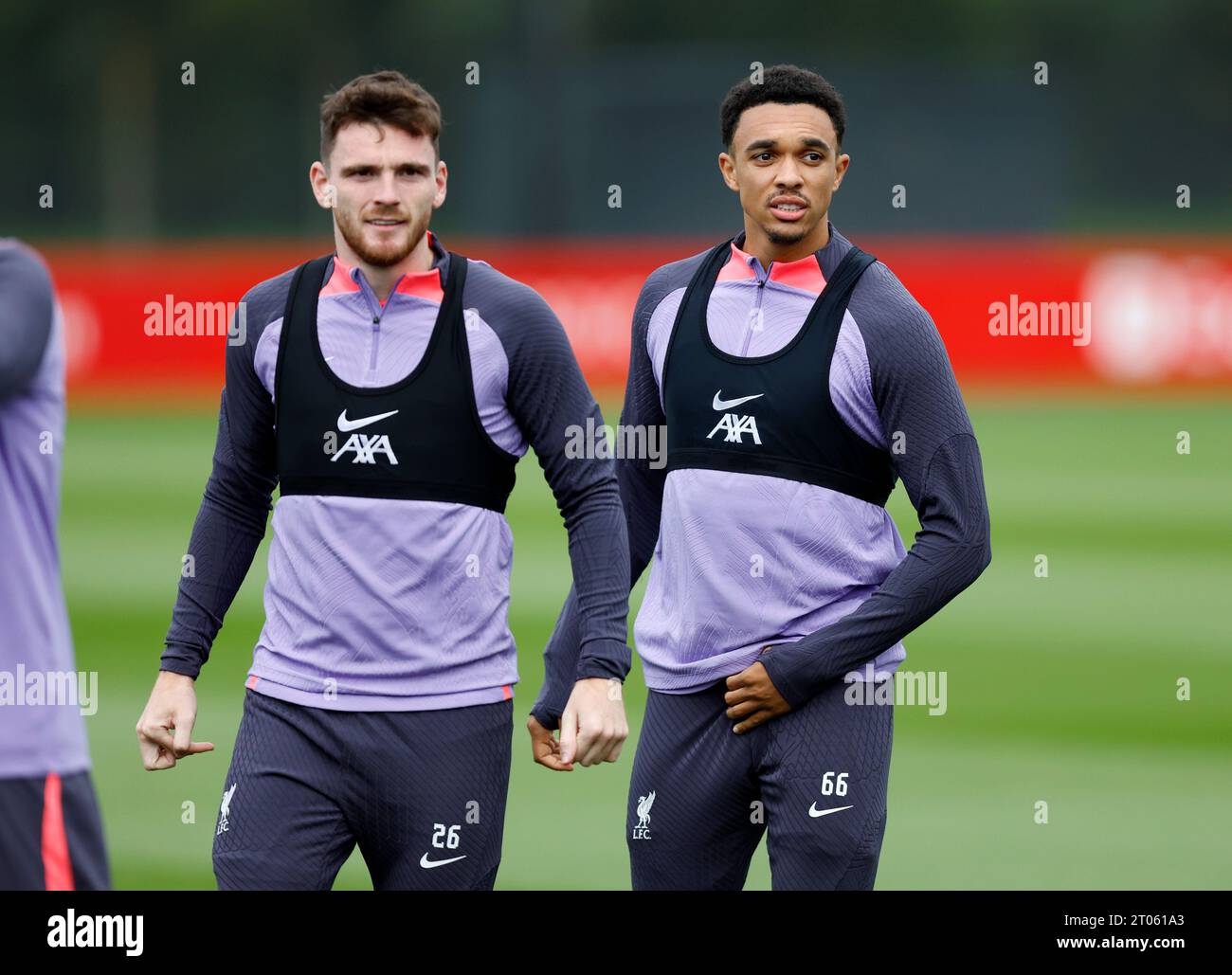 Liverpool's Andrew Robertson (left) and Trent Alexander-Arnold during a ...