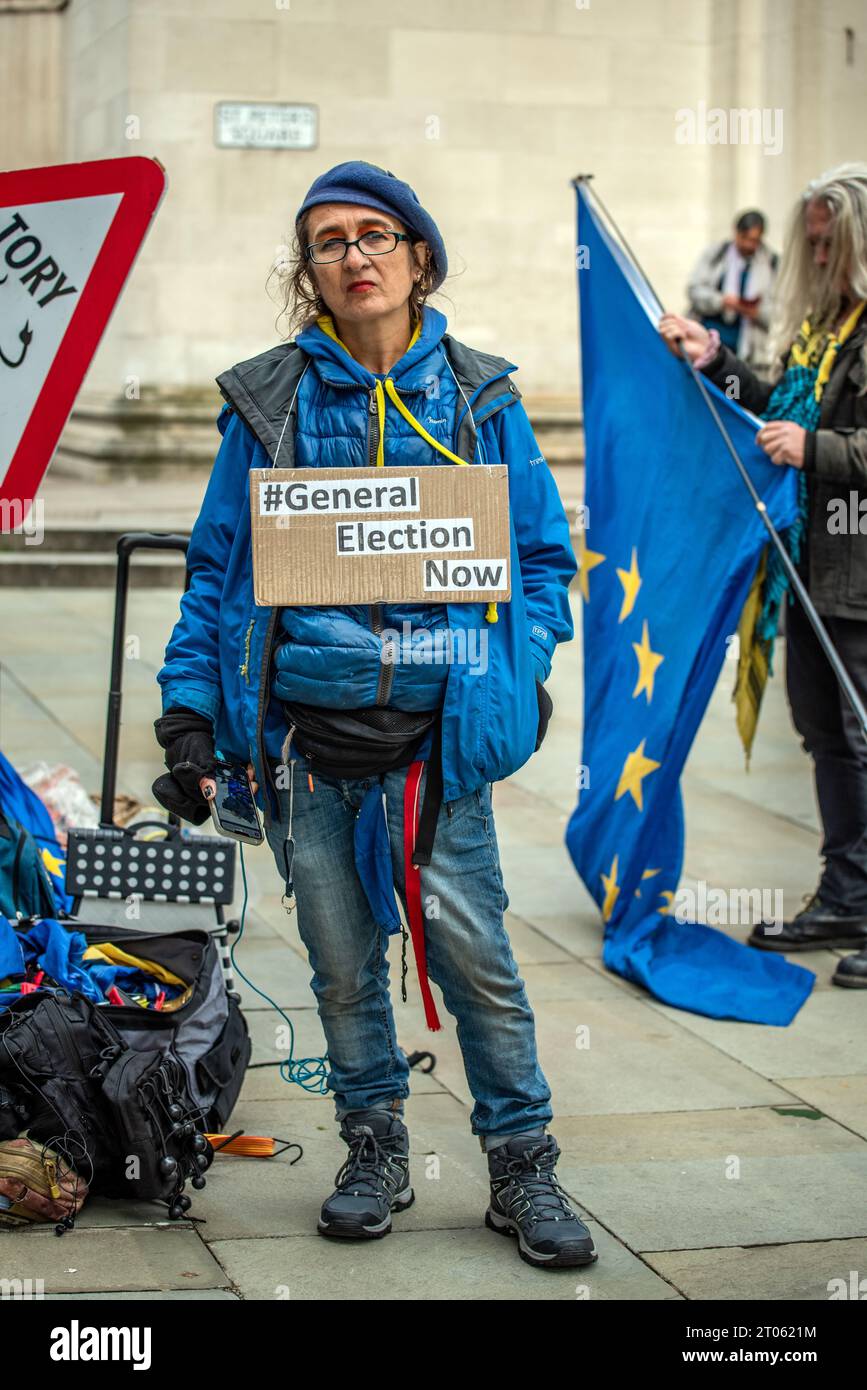 A woman wears a sign demanding general election MANCHESTER, ENGLAND ...