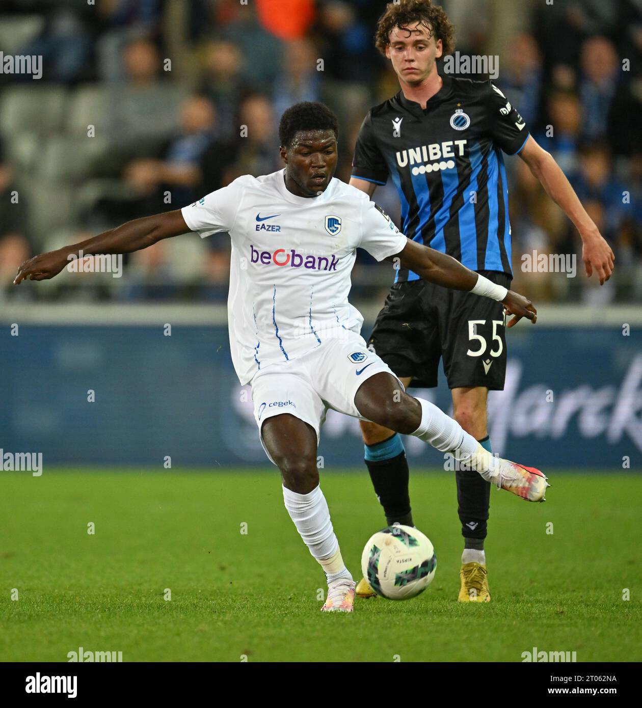 Christopher Bonsu Baah (90) of Genk pictured in a duel with Maxim De ...