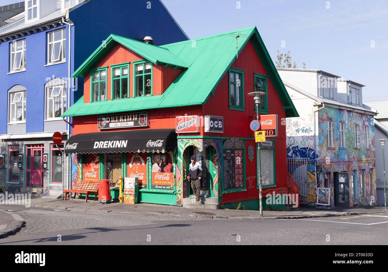 Colorful buildings in a street scene, Reykjavik, Iceland Europe Stock ...
