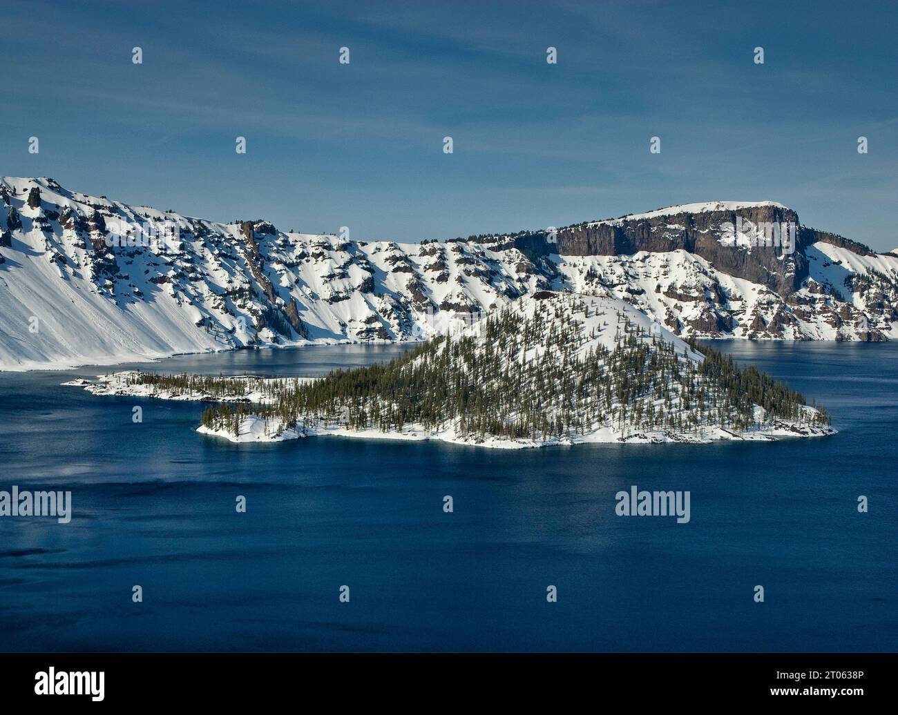 Wizard Island at Crater Lake inside caldera in ancient volcano seen ...