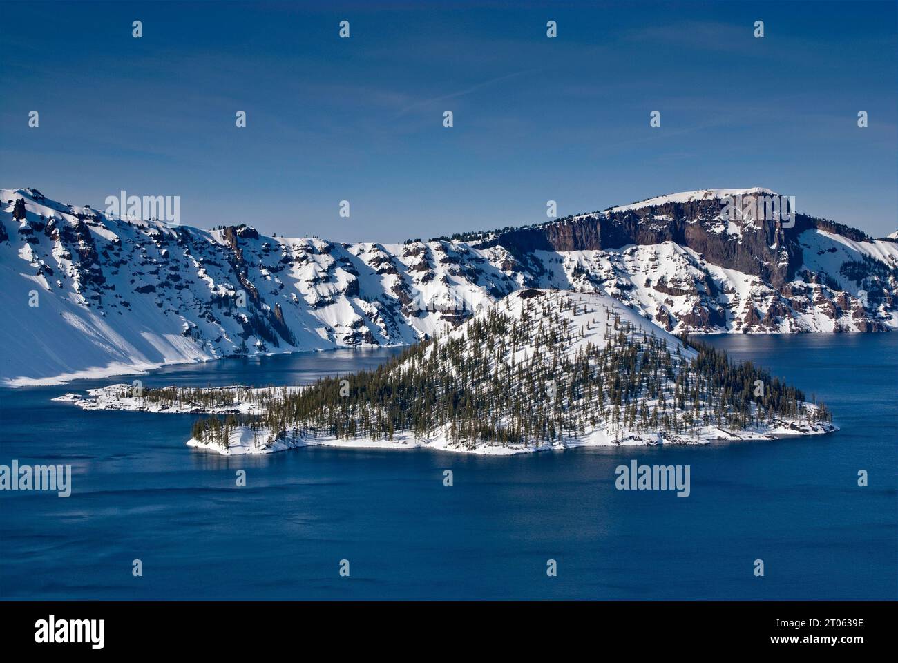 Wizard Island at Crater Lake inside caldera in ancient volcano seen ...