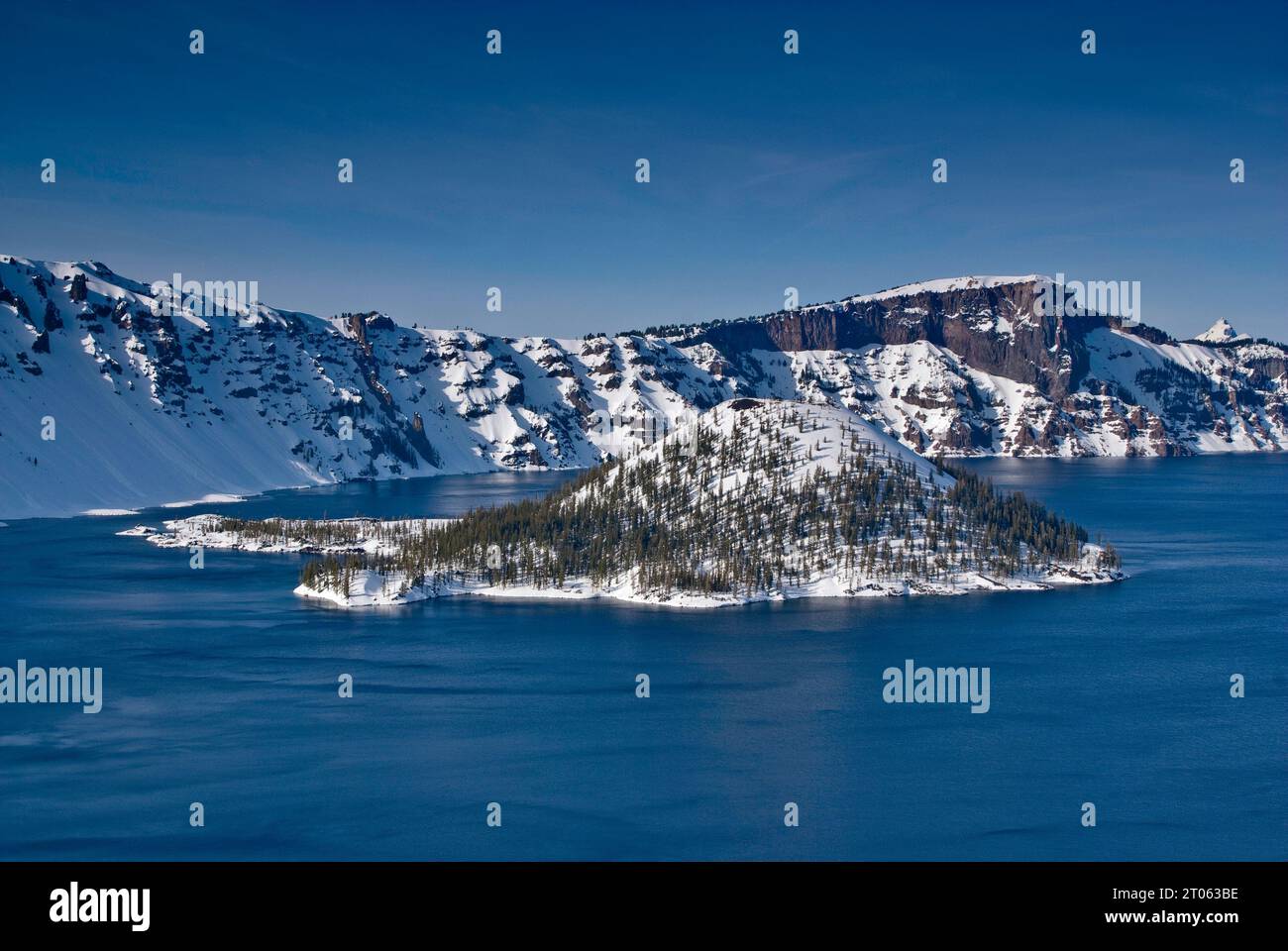 Wizard Island at Crater Lake inside caldera in ancient volcano seen ...