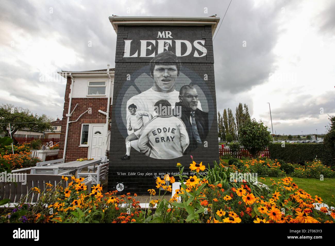Leeds, UK. 04th Oct, 2023. A mural titled ‘Mr Leeds' outside Elland ...
