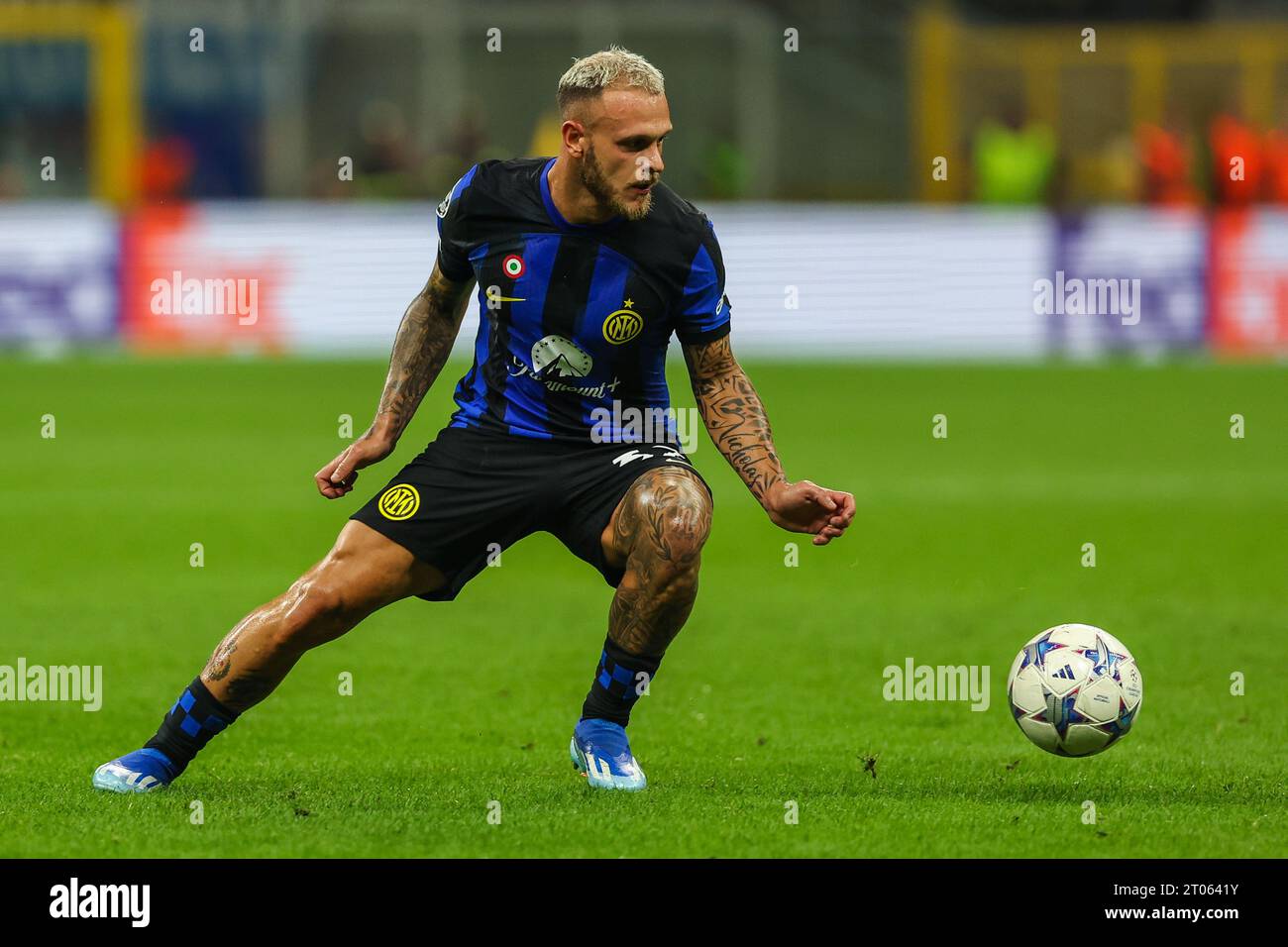 Milan, Italy. 03rd Oct, 2023. Federico Dimarco of FC Internazionale seen in action during the ...