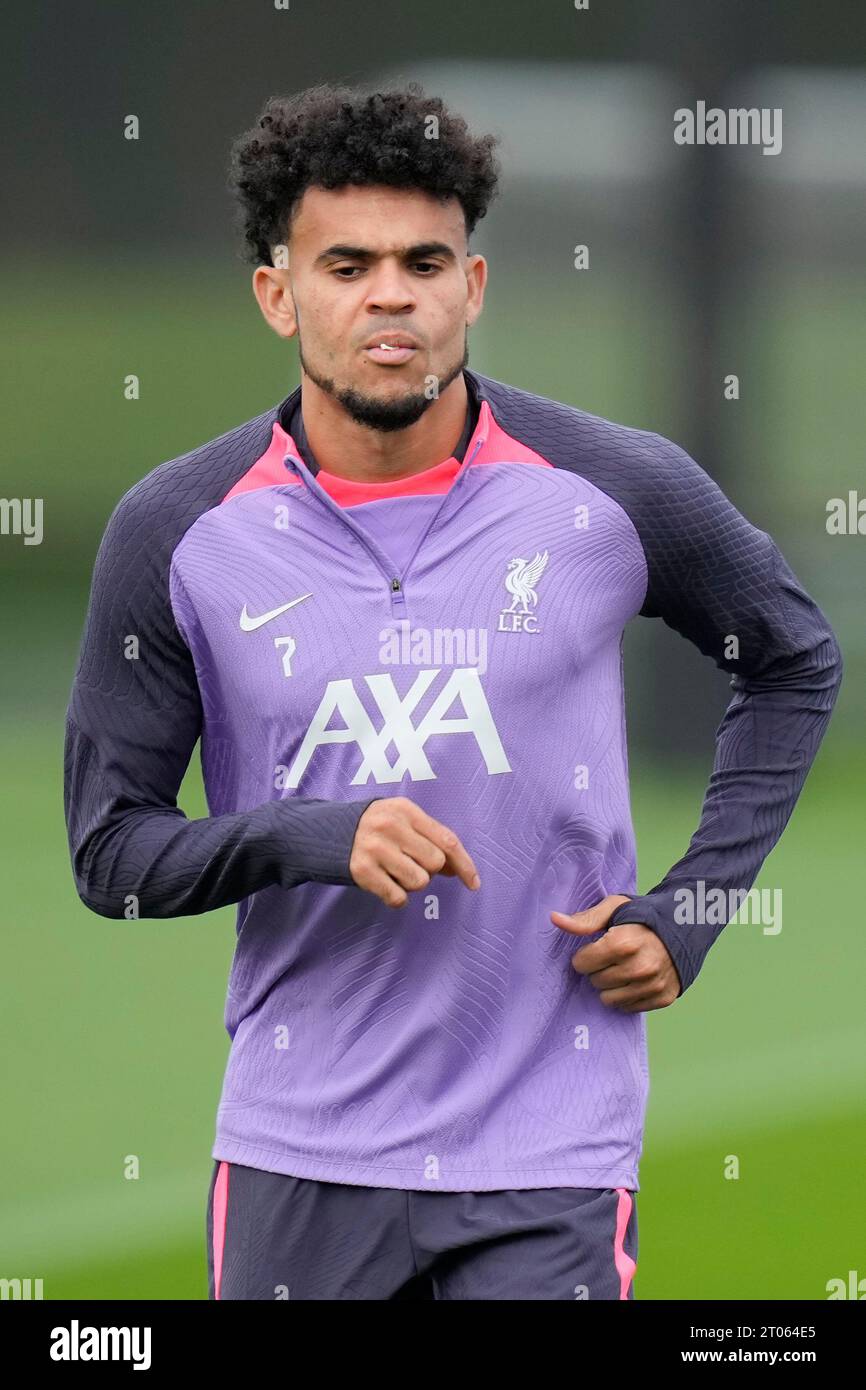 Luis Díaz #7 of Liverpool during the Europa League Training Session at ...